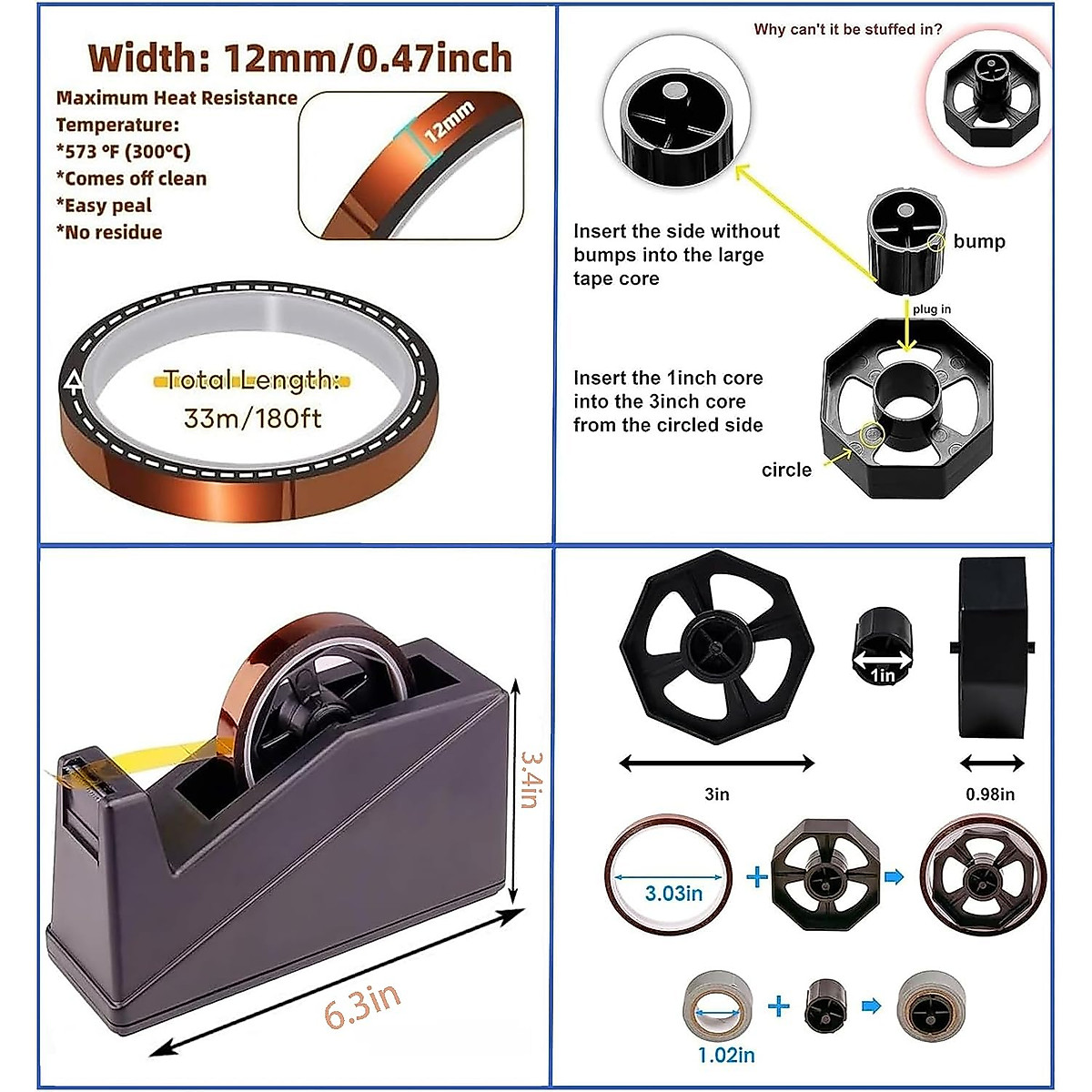 Majreey Sublimation Blanks Tumbler Clamp Tool, for 20 Oz Sublimation Blanks, Heat Resistant Gloves, Heat Tape Sublimation, Heat Tape Dispenser Sublimation Kit, Tumbler Clamp Clamp (Blue,Pink)