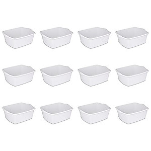 Sterilite 18-Quart Dish Pan, White, 12-Pack
