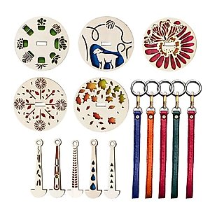Earssa 5 PCS Portable Yarn Holder Kit Wrist Wooden Yarn Holders Yarn Spinner Yarn Storage Organizer Knitting Supplies for Compilation Enthusiasts