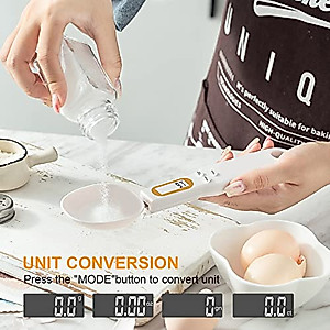 JHSCALE Spoon Scale,Electronic Food Scale 500g/0.1g Weighing for Grams and OZ,Digital Kitchen Scale with Handle Grip and Spout for Coffee Power,Pills,Tea,Flour,Oil,Baking (White)