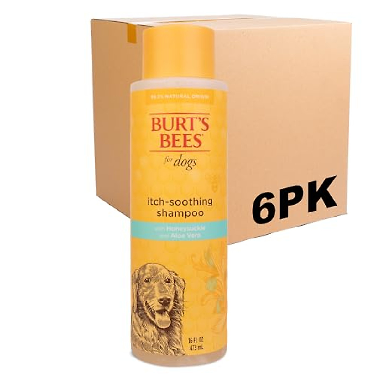 Burt's Bees for Pets Dogs Natural Itch Soothing Shampoo with Honeysuckle | Anti-Itch Dog Shampoo, 16 Ounces - 6 Pack (FF7266CP6)