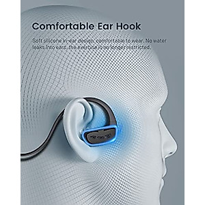 CYBORIS Waterproof Headphones, IPX8 Swimming Earbuds Bluetooth Earphones, Mp3 Player 32GB Memory & Built-in Bone Conduction Speaker, EQ Function Sports Earphones for Running, Diving, Swimming, Cycling
