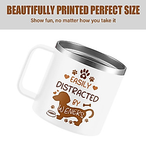 WWHSAI Dachshund Gifts - Easily Distracted by Wieners Dogs Dachshund Coffee Cups 14 Oz - Dachshunds Gifts For Women - Birthday Gift For Dackel Owners - Mothers Days Gift for Dachshunds Dog Mom Lovers