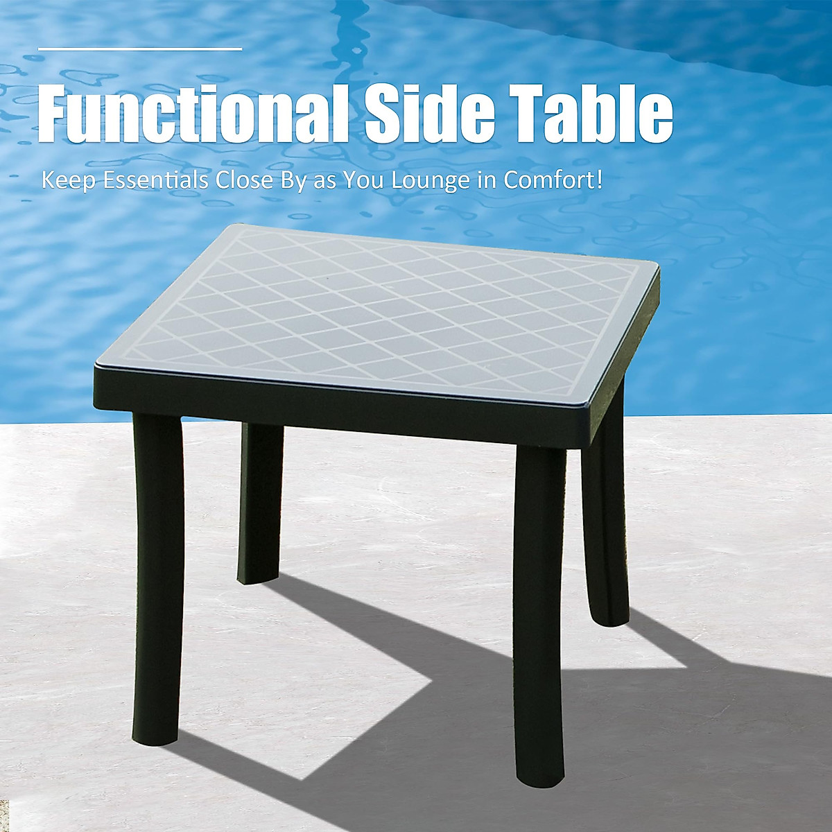 Domi Pool Lounge Chairs, Aluminum Patio Chaise Lounge with Side Table, Wheels, 5 Position Adjustable, Outdoor Lounge Chairs for Beach, Yard, Balcony, Poolside, Navy Blue