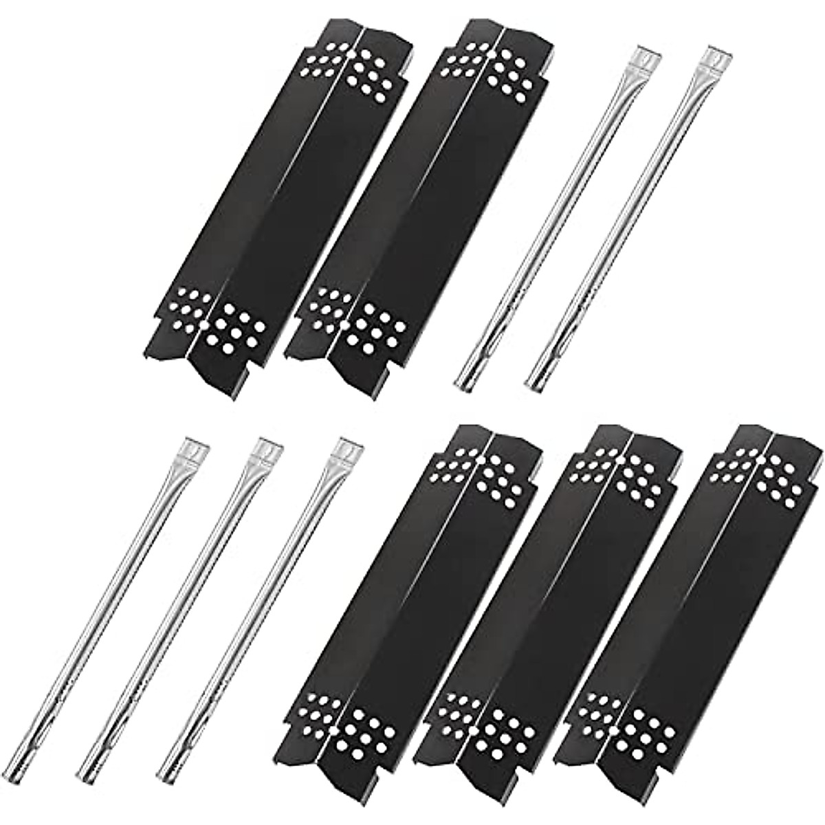 Hongso Grill Parts for Nexgrill 720-0925 720-0882A 720-0896 720-0896C 720-0896B 730-0896 730-0896B 730-0896E Grills, Stainless Steel Burner Tubes, Heat Plates Flame Tamers Replacement, Set of 5