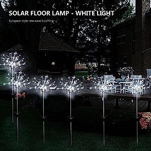 Solar Garden Decor Firework Lights - 1PC Led Solar DIY Flowers Fireworks Arrangement Lamp with 2 Lighting Modes for Outdoor Wedding Garden Walkway Patio Backyard Party Decor