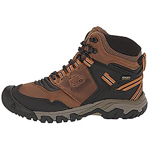 KEEN Men's Ridge Flex Mid Height Waterproof Hiking Boots, Bison/Golden Brown, 11.5 Wide