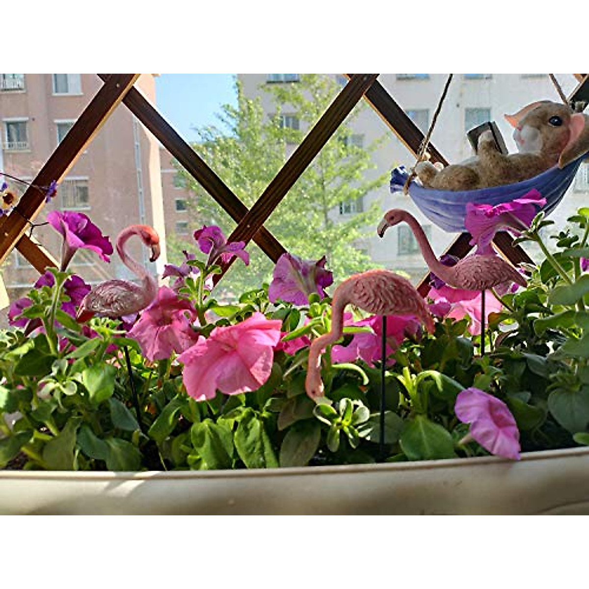 MUAMAX Miniature Flamingo Picks 2 Pack Fairy Garden Accessories Pink Miniature Garden Flamingo Figurines Decorative Plant Stakes for Pots Ornaments Flamingo Décor Gifts