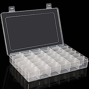 Rinrda 3 Pack 36 Grids Clear Plastic Organizer Box with Adjustable Dividers - Small Craft Organizers and Storage,Bead organizer,Small Storage Containers,Jewerlry,Nail,Fishing Tackle