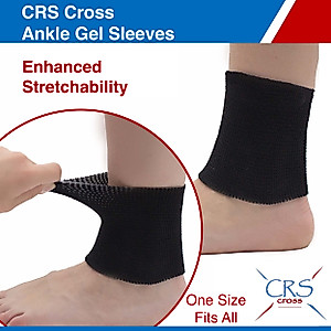 CRS Cross Ankle Gel Sleeves - Padded Skate Socks. Ankle, Foot and Lower Leg Cushion and Protection for Figure Skating, Ice Hockey, Roller or Inline Skating, Riding or Ski. 2 Black Ankle Gel Sleeves