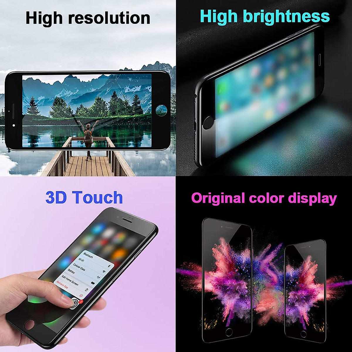 SIMDOG for iPhone 8/ SE 2020 2nd Generation Screen Replacement Black,LCD Touch Digitizer with Repair Tools for A2275, A2298, A2296.with Screen Protector (Black, 8G)…