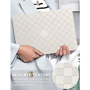 Seorsok Compatible with MacBook Air 13 Inch Case2022 2021 2020 2019 2018 Release A1932 A2179 M1 A2337 Touch ID,Elegant Leather Plastic Hard Shell Case Transparent Keyboard Cover,Beige PVC Grid