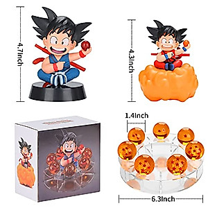Lenporl DBZ Dragon Ball Action Figure Toys with 1.4 Inch Crystal Stars Dragon Ball and Transparent Base, Goko Action Figure with Gift Box for Birthday Gifts