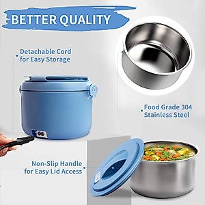 Aotto Electric Lunch Box: 32 oz Portable Food Warmer Heater - Lunch Warmer Portable for Work/Office, Warming Soup & Meal, Spill-Free, Men & Women's Gifts, Blue (110V-120V)