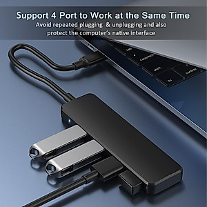 USB Hub for Laptop, 4-Port USB 3.0 Hub USB Splitter USB Extender for Laptop, MacBook, Mac Pro, Mac Mini, iMac, Surface Pro, XPS, PC, Flash Drive, Mobile HDD