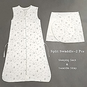 Enrich YLife Baby Cotton Sleeping Bag Split Swaddle Sack Wearable Blanket for Boys and Girls, 4 Season, 6-12 Months (Goodnight Sheep)