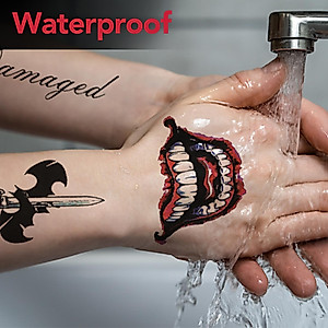 14 Sheets Halloween Joker Tattoos Kit,Halloween Temporary Tattoos are perfect for Halloween,Parties,Cosplay and Costumes,Harley Quinn Tattoos Stickers for Children and Adults,Large-Size 8.3'' x 11.8''