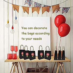 Szehap Mini Black Gift Bags, 50 Pack 4.2 x 2.7 x 5.7 Inch Small Black Paper Bags with Handles Kraft Paper Party Favor Bags