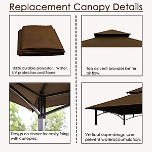 Hugline 5x8 Outdoor Grill Shelter Canopy Top L-GG001PST-F (Brown)+ Mosquito Netting 10' x 10' Outdoor Mesh Netting Screen 4-Panel Sidewall Curtain with Zipper (Khaki)