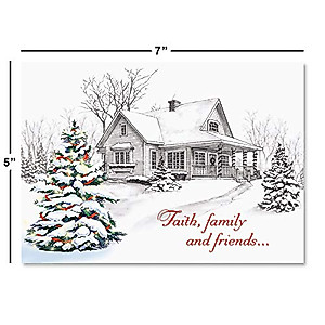 Current Winter Home Personalized Christmas Greeting Cards Set - Set of 18 Large 5 x 7-Inch Folded Cards, Themed Religious Holiday Card Value Pack, Add Names or Text, Envelopes Included