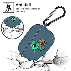 Turtle Case Compatible with Airpods Pro Blue Soft TPU, Supports Wireless Charging Shockproof Protective Cover for Airpods Pro