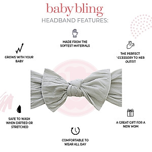 Baby Bling Bows Newborn to Little Girls Hair Bow - Shabby Dot and Classic Knot Headbands Toddlers Hair Accessories, One Size (2 Pack - Lilac Dot and Grey)