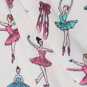 Mook Fabrics Fleece Flannel 1930 Ballerina, White Cut by The Yard