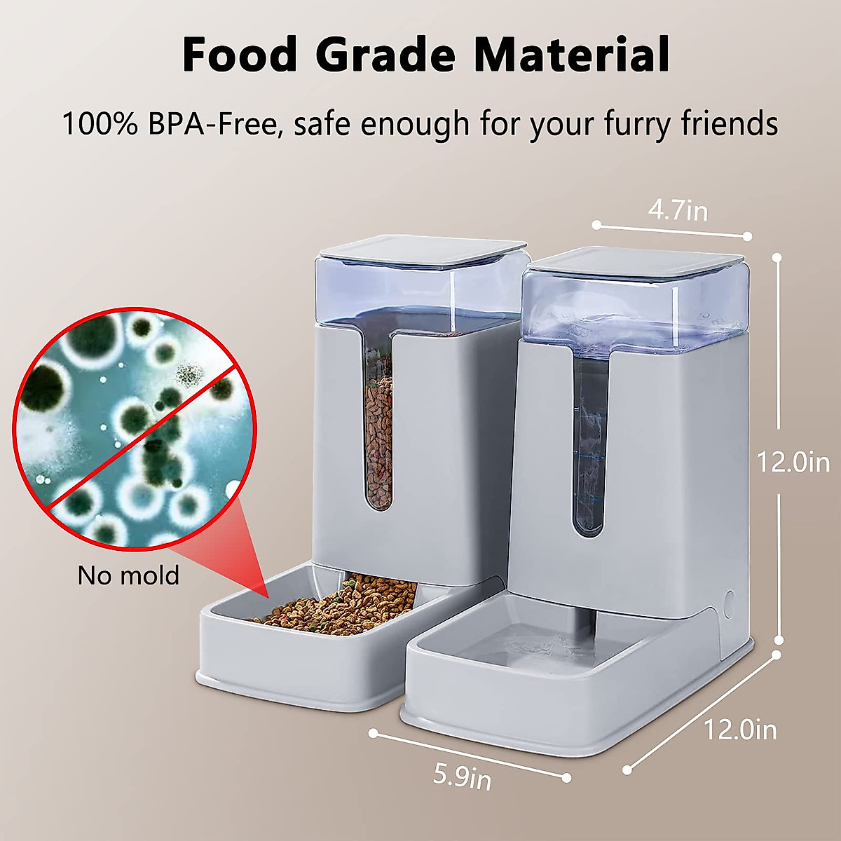 Automatic Cat Feeders 2 Packs with Cat Water Dispenser and Cat Food Dispenser Automatic Dog Feeder and Dog Water Dispenser for Small Medium Big Pet Dog Cat Puppy Kitten 1 Gallon