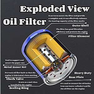 Kvjicdo GX610 GX620 GX660 Oil Filter Compatible with Hnoda GX630 GX670 GX690 GXV340 GXV390 GXV610 GXV630 GXV690 Engine Rep 15400-PLM-A02 15400-PLM-A01 15400-P0H-305PE (4 Pack)