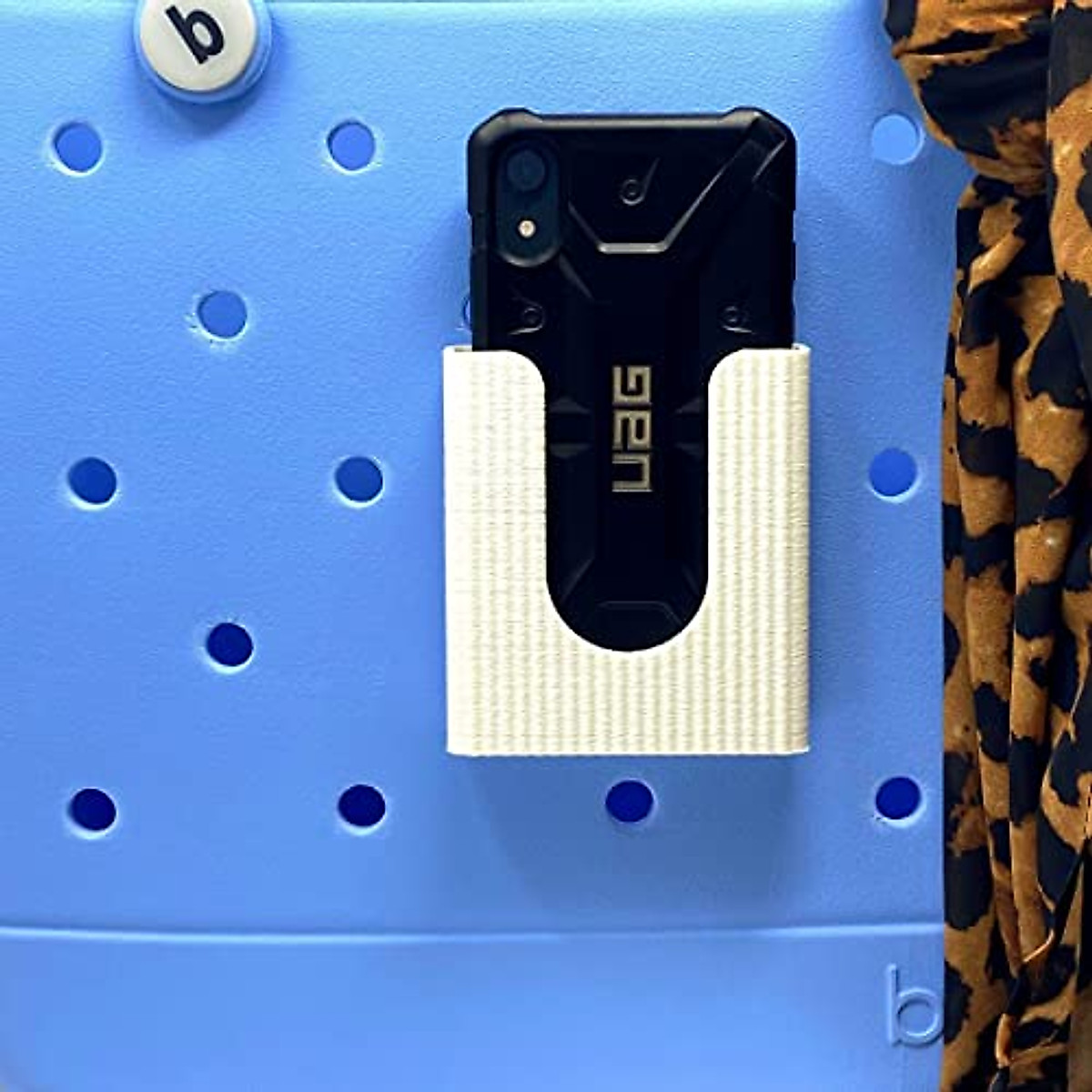 BOGLETS PREMIUM - Phone Holder New 2023 Edition Accessory Charm - Decorative Organizer Accessories Compatible with Bogg Bags, Simply Southern and other Tote Bags. (White)