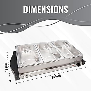 Alpha Living 3x2.5 QT Food Warmers for Parties Buffet Servers and Warmers – Premium Catering Supplies Buffet Display – Stainless Steel Electric Food Warmers with Temperature Control