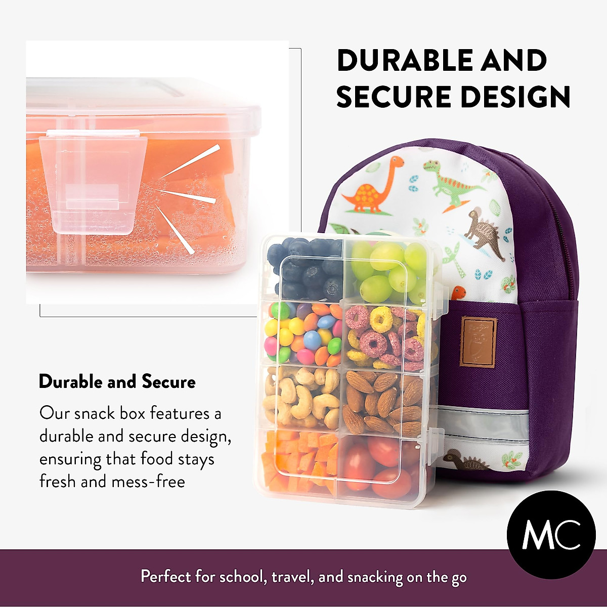 Mothercould Snack Box Set for Kids - 8 Compartments, Reusable Snack Solution with 100 Dissolvable Labels | Easy to Clean, Dishwasher Safe, BPA-Free, Food Grade, Durable and Secure Design (2 Pack)