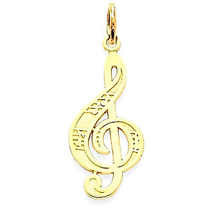 IceCarats 14K Yellow Gold Treble Clef Music Note Necklace Charm Pendant Only