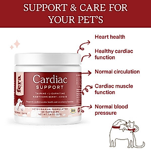 Fera Pets Cardiac Supplement for Dogs & Cats – 60 Capsules​ – Vet Created -Cardiovascular Function & Strength-Taurine, CoQ10, Organic Hawthorne Berry