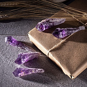 KALIFANO Cathedral Amethyst Point Bundle with Healing & Calming Effects - High Energy Reiki Brazilian Amatista Piedras Elestial Used for Stability and Peace (Information Card Included)