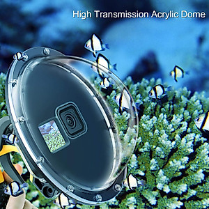 GEPULY Dome Port for GoPro Hero 9 10 11 12 Black, Underwater Waterproof Dome Port Housing Case + Floating Hand Grip + Trigger Accessories for GoPro Hero 12/Hero 11 /Hero 10 / Hero 9 Black Camera