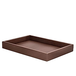 Ottoman Serving Tray Made of Wood & Faux Leather - 18” x 13” - Brown