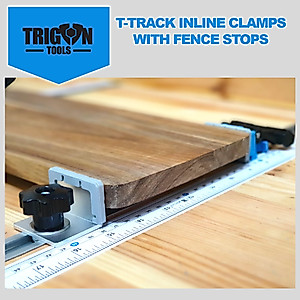 T-Track Clamps for woodworking, T Track accessories, for T-Track Profile (3/4’’ * 3/8’’) | Stop Blocks | Inline Auto Adjust Quick Release Woodworking Clamps, for Routers, Drill press, Table saws, 4pc