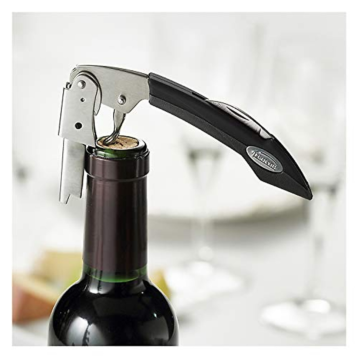 Trudeau Maison Double Lever Corkscrew, Silver/Black