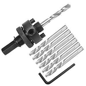 JTemgle Heavy Duty Hole Saw Arbor with 5pcs Center Drill Bits, 1/2" Hex Shank Quick Change Arbor Fits 1-1/2" to 10" Hole Saws