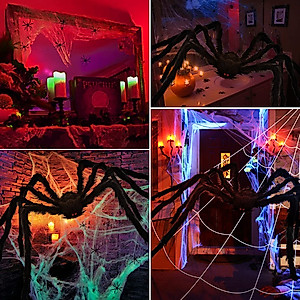 Halloween Giant Spider Decorations, 200" Spider Web Outdoor Halloween Decorations + 59" Giant Fake Spider for Indoor Home Costumes Party Haunted House Garden Ghost Halloween Yard Decor