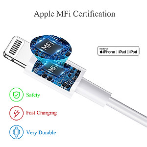 iPhone Charger Cord 3ft Lightning Cable 3Pack Durable Charging Wire Apple MFi Certified for iPhones 14 13 12 11 Pro Max XR XS SE X 8 7 6 5 Plus iPad