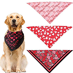 4 Pieces Valentine's Day Dog Bandana Heart Pet Neckerchief Square Pet Holiday Scarf Washable Triangle Dog Scarf Bibs for Dogs and Cats