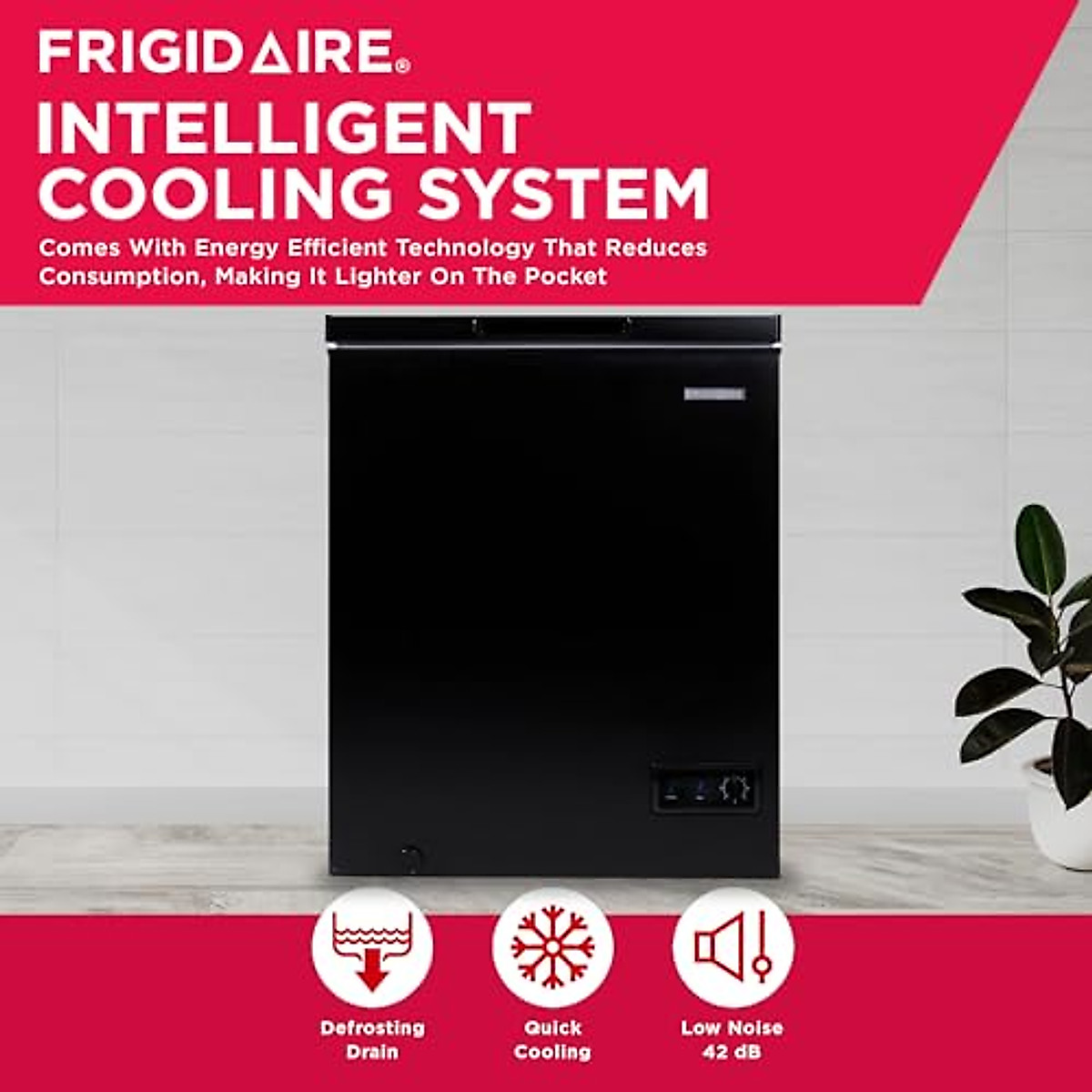 Frigidaire EFRF5003-BLACK Chest Deep Freezer-GARAGE-READY, 5.0 Capacity, Black-Adjustable Thermostat-Removable Vinyl Coated Wire Basket-Easy Defrost Drain, 5 cu ft