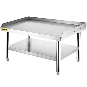 VEVOR Stainless Steel Equipment Grill Stand, 48 x 30 x 24 Inches Stainless Table, Grill Stand Table with Adjustable Storage Undershelf, Equipment Stand Grill Table for Hotel, Home, Restaurant Kitchen