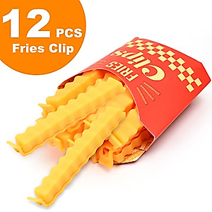 COIYINGJAUNEI French Fries Kitchen Clips Bag Clips Food Clips Bread Bag Clips for Creative Clips 12 PCS, Fries Clips for Bags, Fries Clips Moisture Proof and Fresh-Keeping Food Sealing Clip