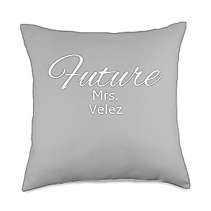 Mrs VELEZ - Last Name personalized designs Mrs. Velez Personalized engagment announcment Throw Pillow, 18x18, Multicolor