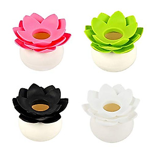 DOITOOL 2 Pcs Qtips Holder Canisters Lotus Flower Shaped Cotton Swab Holder Cotton Bud Toothpick Dispenser with Lid for Home Kitchen