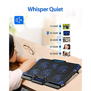 LIANGSTAR Laptop Cooling Pad, Laptop Cooler with 6 Quiet Led Fans for 15.6-17 Inch Laptop Cooling Fan Gaming Stand