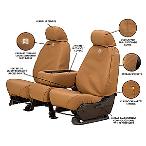 Covercraft Carhartt SeatSaver Custom Seat Covers | SSC2412CABN | 1st Row Bucket Seats | Compatible with Select Ford F-150/F-250/F-350 Models, Brown